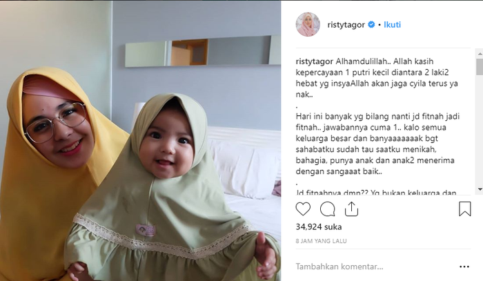 Ini Kata Risty Tagor Soal Suami dari Anak Ketiga yang Baru Dilahirkan