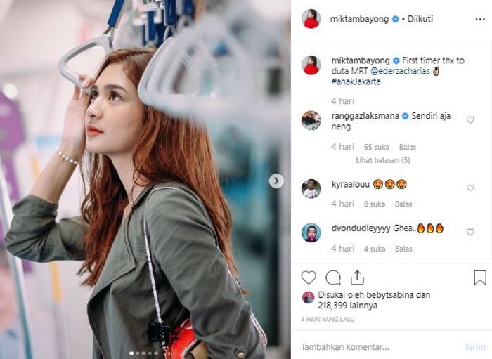 Pamer Foto Pertama Kali Naik MRT, Mikha Tambayong Tunjukkan Pesonanya ...