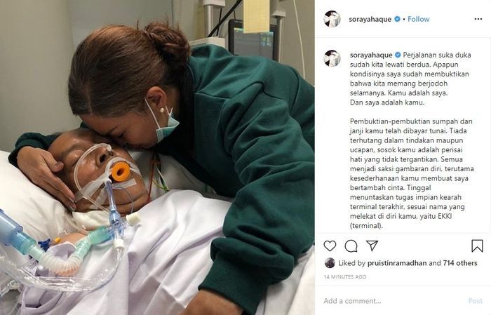 Soraya Haque Bagikan Kondisi Suaminya Terkini, Ekki Soekarno Terbaring ...