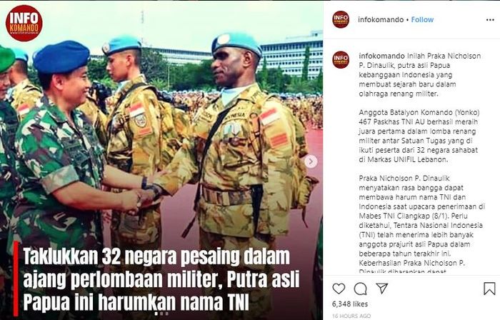 Praka Nicholson P Dinaulik, Prajurit TNI AU Asal Papua Ini Taklukkan ...