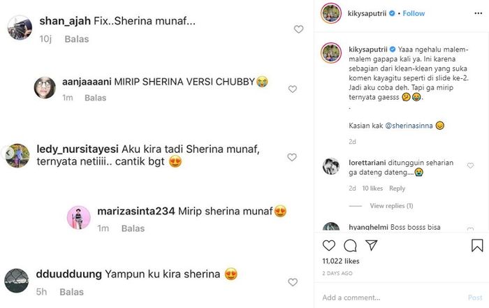 Komika Kiky Saputri Posting Foto Ini Ngaku Mirip Sherina, Banjir Hujatan: Ngehalu Malam-malam ...