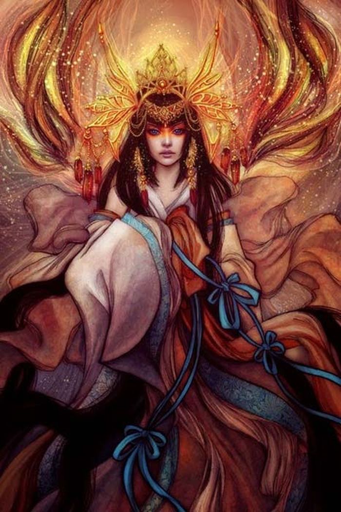 Diosa del sol Amaterasu, antepasado divino de la familia imperial japonesa Diosa del sol Amaterasu, antepasado divino de la familia imperial japonesa