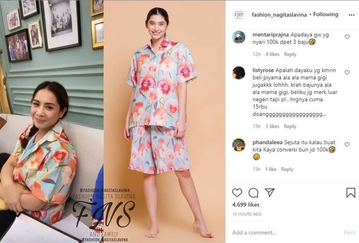 Netizen Adu Koleksi Baju Tidur dengan Nagita Slavina, Harganya Bikin Heboh! - Stylo