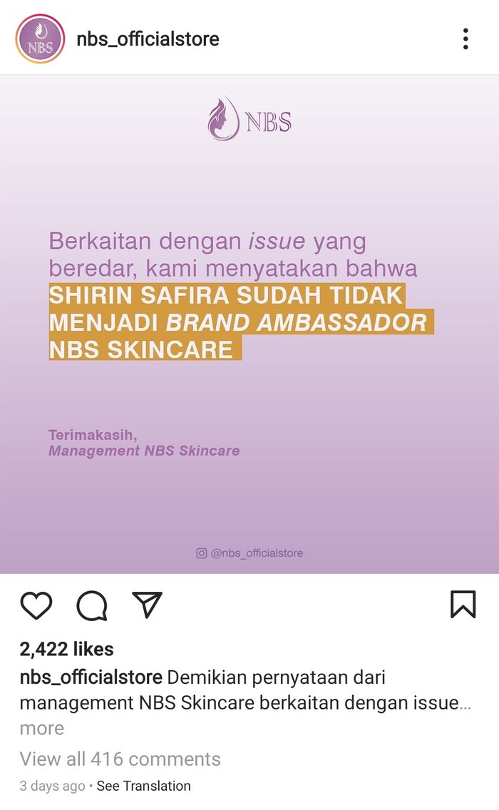 Posisi Brand Ambassador di Produk Kecantikan Dicopot Usai Heboh Dituduh Pelakor, Shirin Safira ...