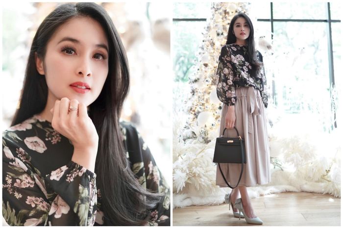 Anggun Banget! Intip Potret OOTD Sandra Dewi di Depan Pohon Natal yang ...