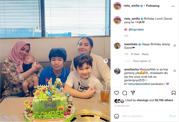 Lunch Bareng Rayakan Ulang Tahun ke-14 sang Putra, Arti Nama Anak Bungsu Rieta Amilia Ternyata ...