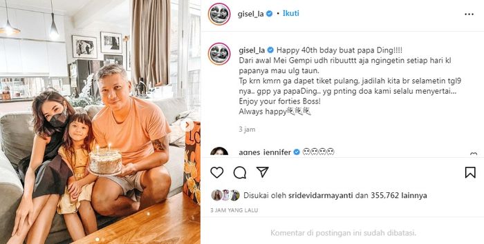 Sudah Lama Cerai dengan Gading Marten, Gisella Anastasia Tetap Rayakan Ulang Tahun Sang Mantan ...