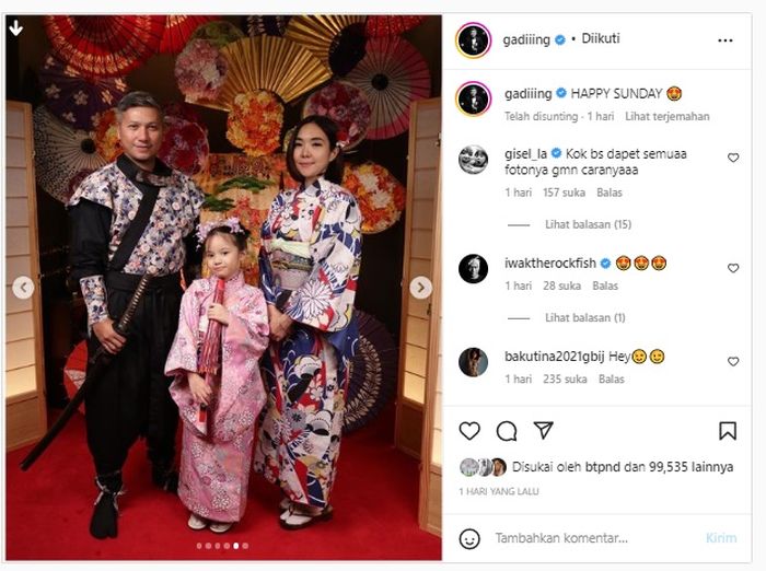 Gading Marten Pamer Foto Bareng Gisella Anastasia dalam Balutan Kimono - bangka.sonora.id