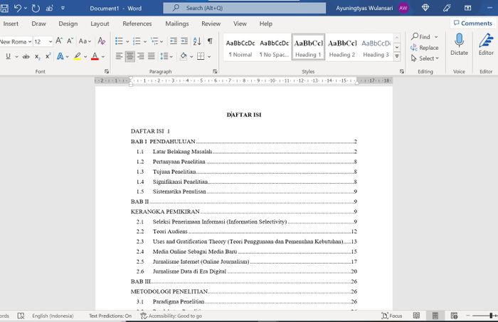 Tutorial Cara Membuat Daftar Isi dari Microsoft Word 2016, Yuk Simak ...
