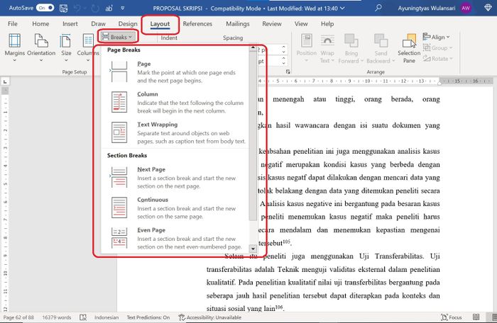 Perbedaan Penggunaan Page Break atau Pemisah Halaman di Word - Nextren.grid.id