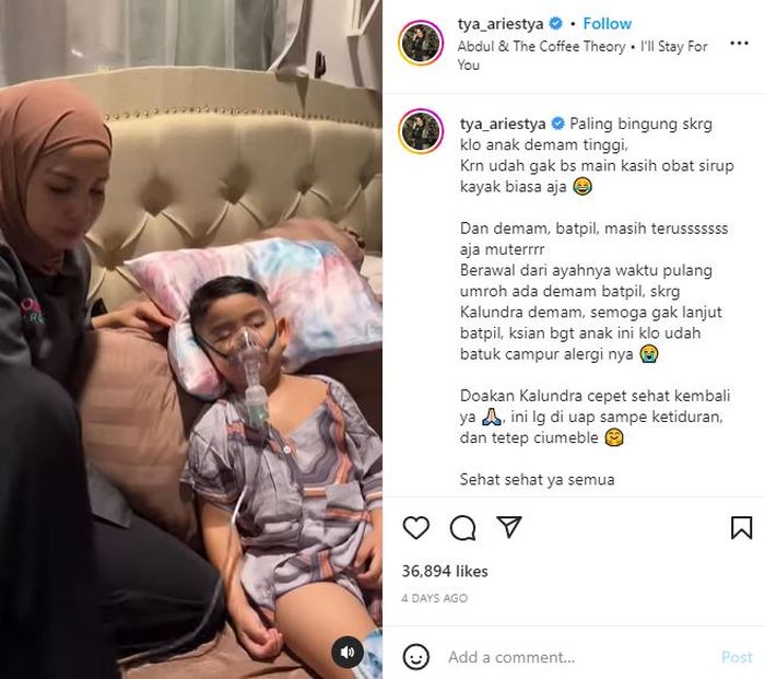 Innalillahi, Tya Ariestya Tertimpa Kabar Buruk, Anaknya Terbaring Lemah ... Innalillahi, Tya Ariestya Tertimpa Kabar Buruk, Anaknya Terbaring Lemah ...