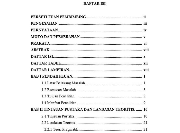 Contoh Daftar Isi Proposal dan Skripsi, Lengkap Penjelasan Cara ...