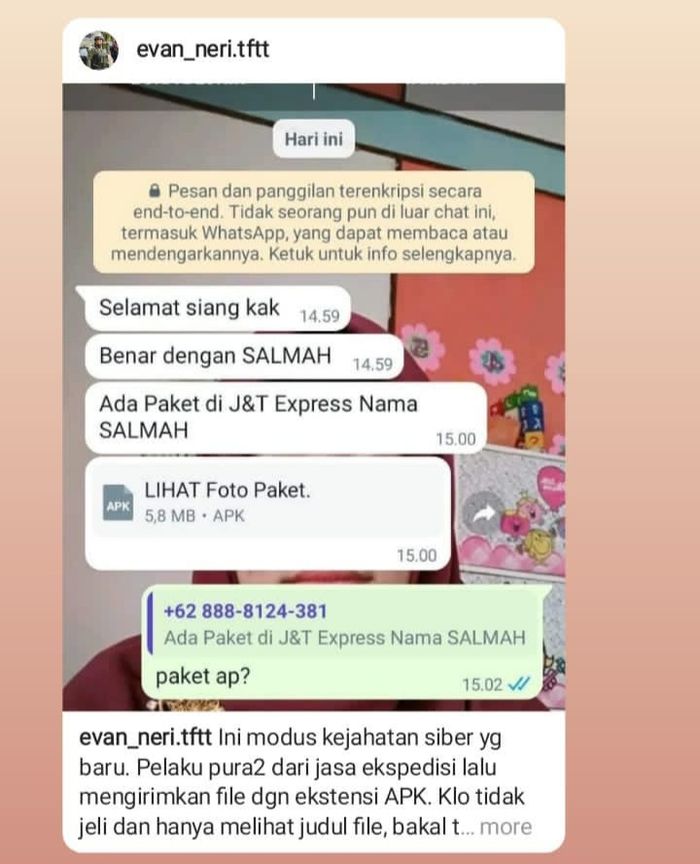 Hati-hati! Penipuan Berkedok Paket di WhatsApp Sedang Viral di Medsos ... Hati-hati! Penipuan Berkedok Paket di WhatsApp Sedang Viral di Medsos ...