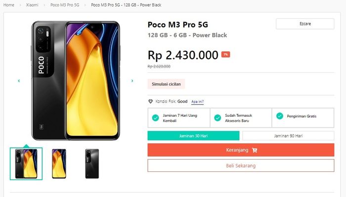 Harga HP Second POCO M3 Pro 5G 6/128GB Maret 2023, Turun Banyak! - Nextren.grid.id