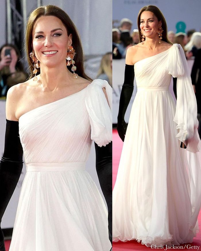 Memukau! Fashion Kate Middleton dengan Gaun Putih Model One Shoulder ...