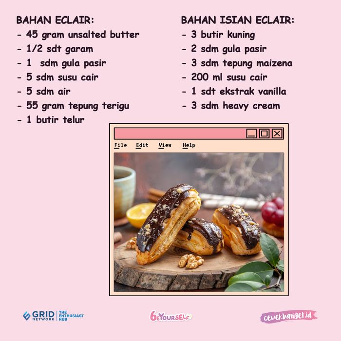 Resep Eclair, Pastry dari Prancis yang Enak Ditambah Topping Favorit ...