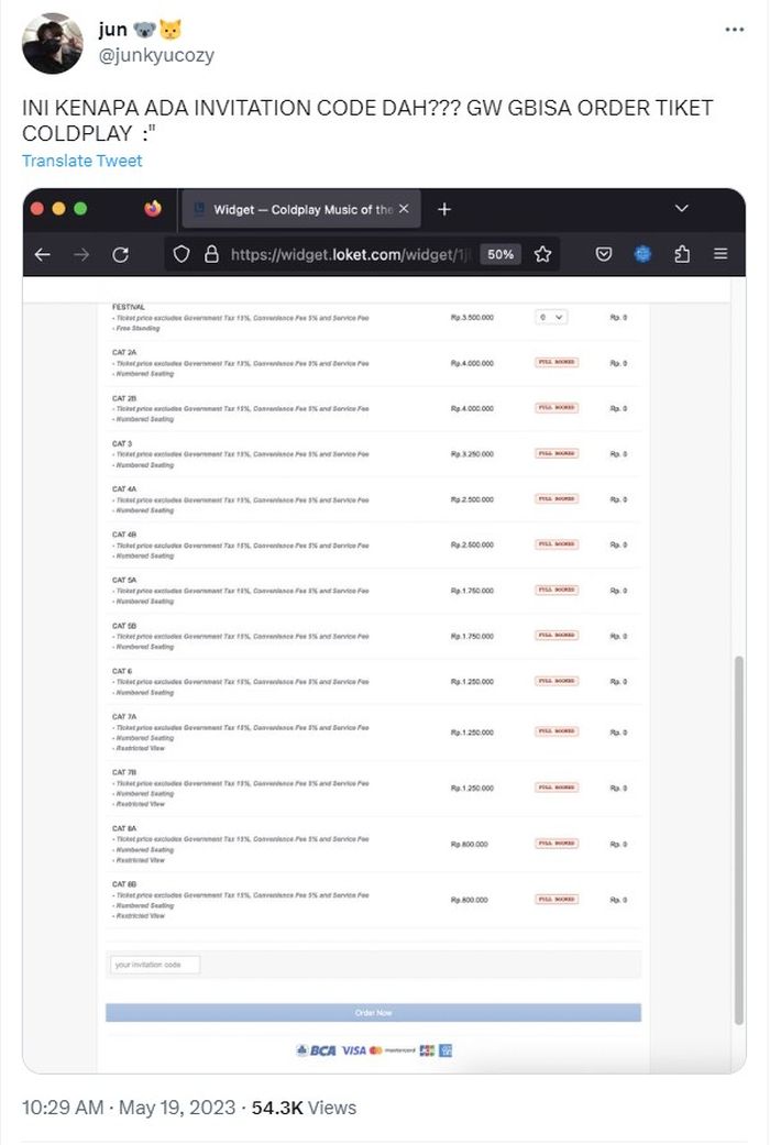 Tiba-tiba Muncul Invitation Code Saat War Tiket Coldplay, Warganet ...