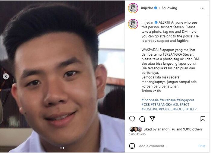 Jessica Iskandar Bikin Sayembara Cari Terduga Penipu, Umbar Wajah Steven Sambil Beri Peringatan ...