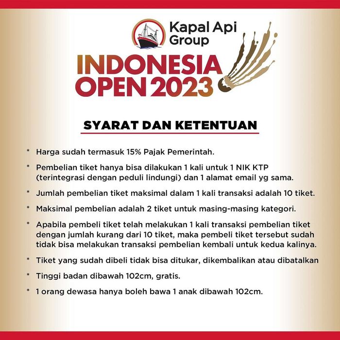 Ikutan War Tiket Indonesia Open 2023? Intip Ketentuannya Biar Enggak Bingung! - Halaman 5 ...