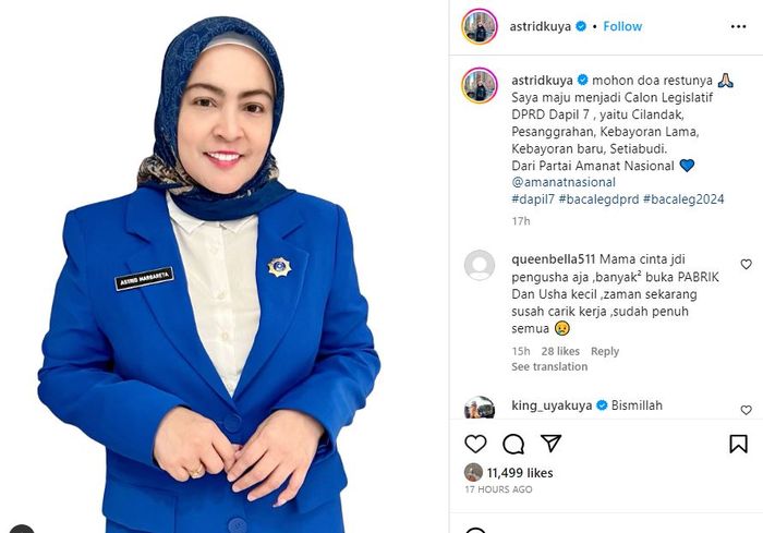 Ikuti Jejak Uya Kuya, Astrid Kuya Siap Nyaleg di Pemilu 2024, Lapak Instagram Sang Artis Banjir ...