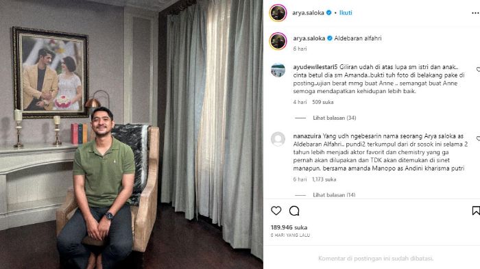 Arya Saloka Unggah Foto Bareng Amanda Manopo, Komentar Instagram Dibatasi