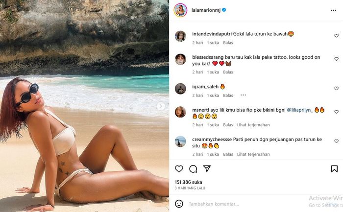 Ngedeprok di Pantai Pakai Bikini, Tato di Perut Marion Jola Jadi Omongan - Stylo