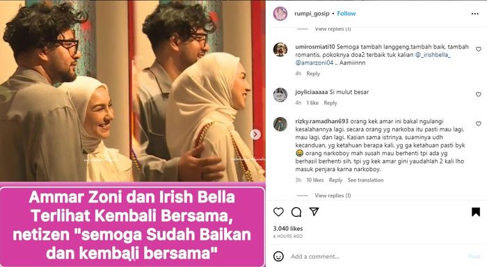 Irish Bella dan Ammar Zoni Kembali Bersama, Momen Istri Temani Kerja Disorot, Netizen Beri ...