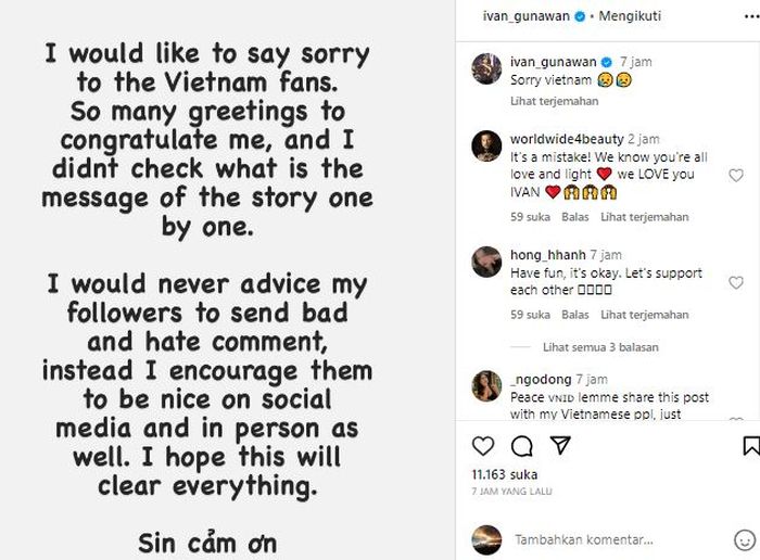 Ivan Gunawan Minta Maaf dengan Fans di Vietnam, Akui Tak Periksa Pesan Selamat yang Dikirimkan ...