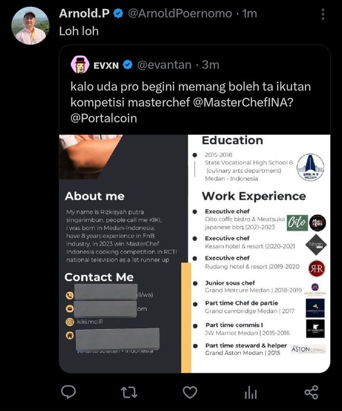 Dituding Blunder, Chef Arnold Sentil Jabatan Kiki Masterchef hingga ...