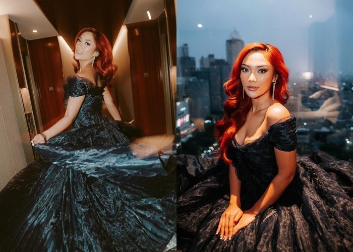 Seksi Berkelas! Gaya Manggung Marion Jola Kenakan Gaun Hitam Belahan Dada Rendah Curi Perhatian ...