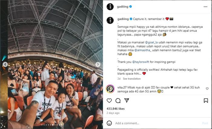 Intip Serunya Gempi Nonton Konser Taylor Swift Bareng Gisella Anastasia dan Gading Marten di ...