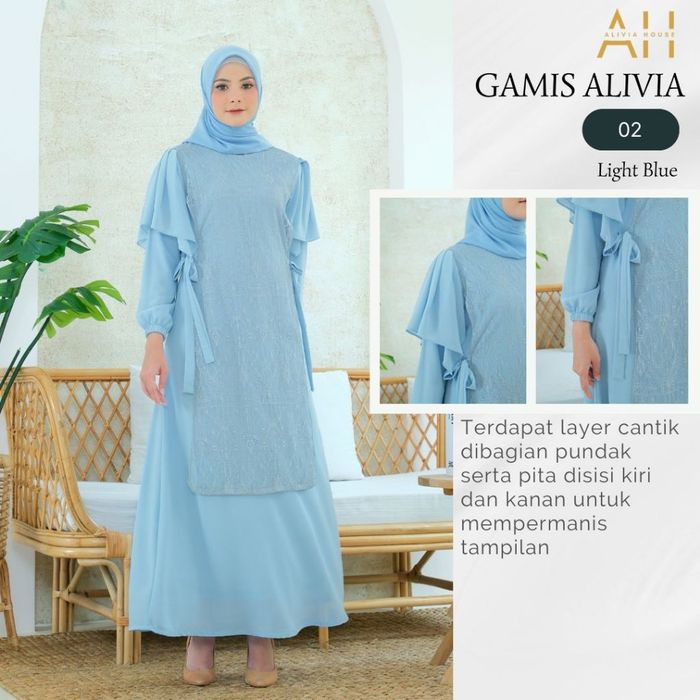 Menyala Saat Lebaran dengan Dress Brokat Warna Biru yang Lagi Tren ...