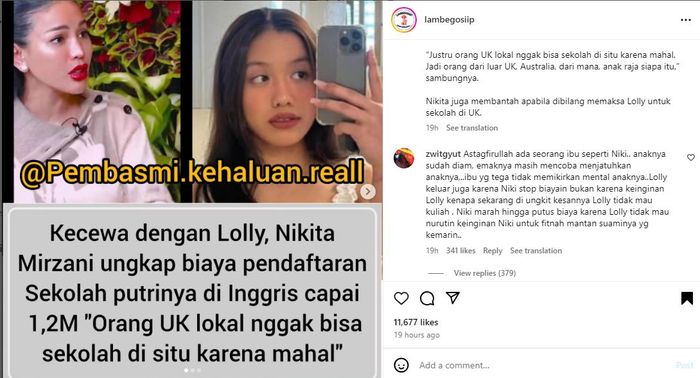 Lolly Tak Lanjutkan Pendidikan di Inggris Sampai Dideportasi, Nikita Mirzani Ungkap Biaya Daftar ...