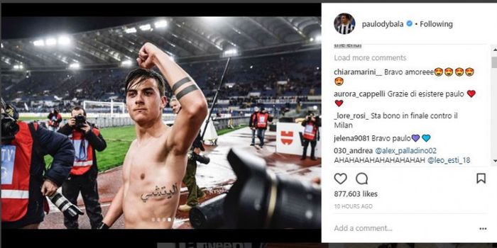 Cetak Gol Tunggal Untuk Juventus, Paulo Dybala Langsung Pamer Tato ...