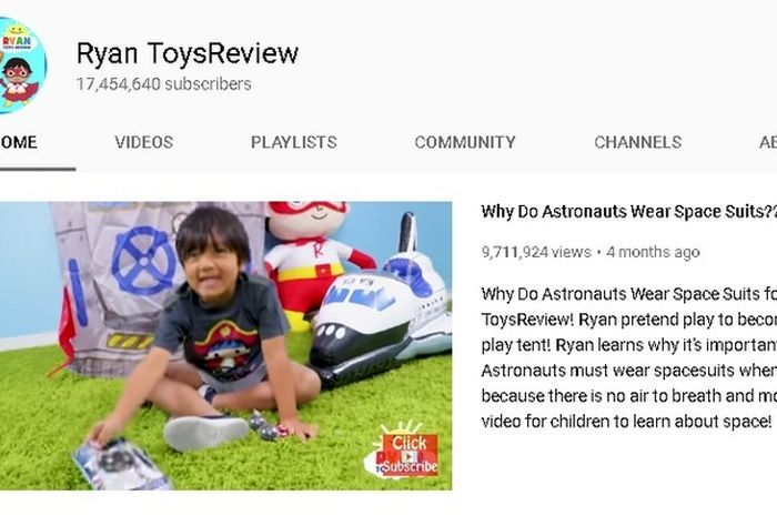 Bocah 7 Tahun Raih Rp314 Miliar dari YouTube karena Suka Review Mainan