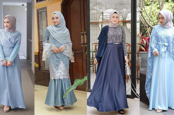 Anggun & Adem dengan 4 Kebaya Dress Hijab Warna Biru untuk Kondangan ...