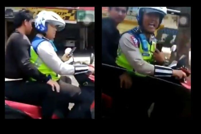 Viral Oknum Polantas Boncengkan Penumpang Tanpa Helm Sambil Main HP di Atas Motor, Jawaban Saat ...