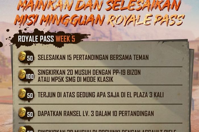 Selesaikan - Misi Royale Pass Minggu Kelima PUBG Mobile Season 10 ... Selesaikan - Misi Royale Pass Minggu Kelima PUBG Mobile Season 10 ...