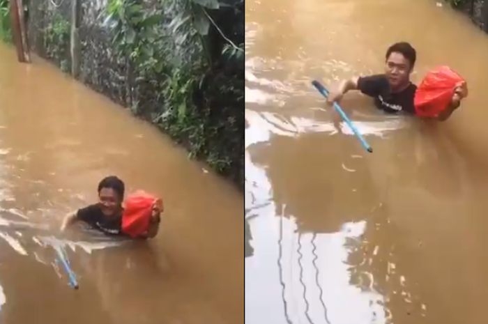 Aksi Heroik Seorang Pria Rela Terjang Banjir Jauh-jauh Demi Antar ... Aksi Heroik Seorang Pria Rela Terjang Banjir Jauh-jauh Demi Antar ...