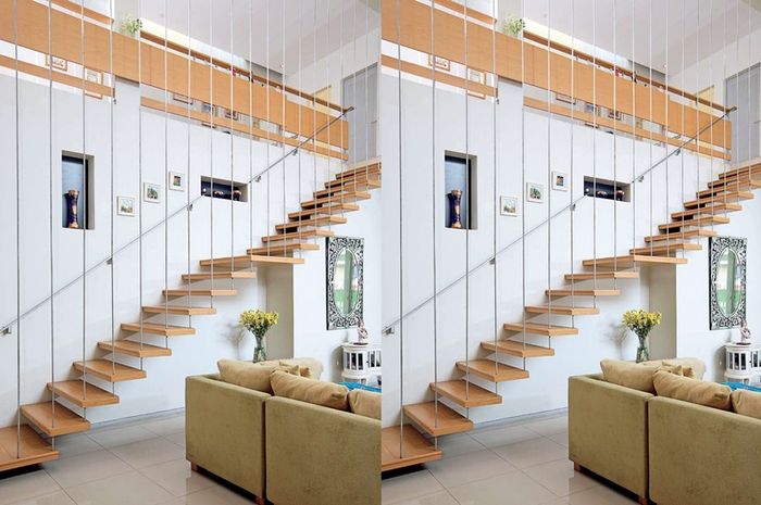 Tangga Cantik Padukan Besi dan Kayu, Ringan dan Tembus Pandang - iDEA