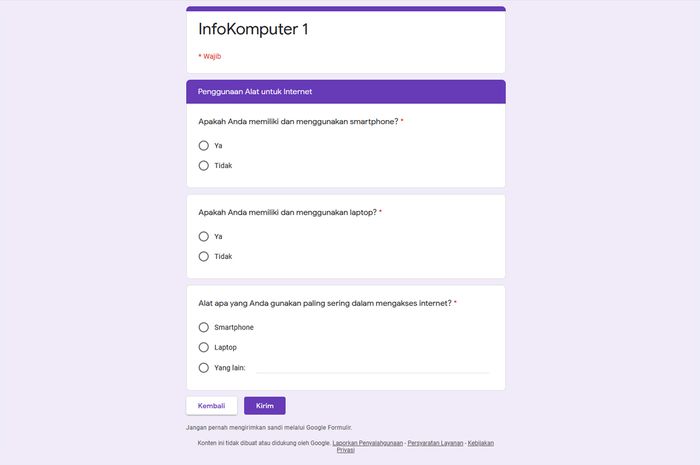 Inilah Cara Mudah untuk Membuat Laman Survei dengan Google Forms - Info ... Inilah Cara Mudah untuk Membuat Laman Survei dengan Google Forms - Info ...