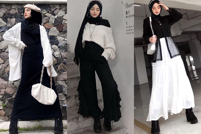 Pilihan Gaya Outfit Hijab Bernuansa Monokrom dari Selebgram Firga, Contek Yuk! - Stylo