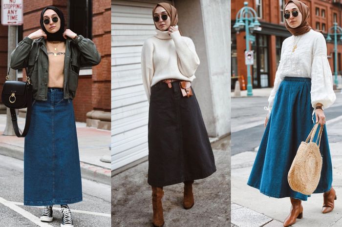 OOTD Rok Jeans Kece ala Hijabers Turki, Feminin dan Stylish! - Stylo