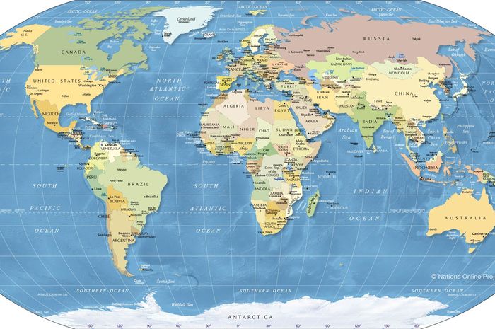 Gambar Peta Dunia; Peta Politik Dunia Ini Tunjukkan Batas-batas Negara ...
