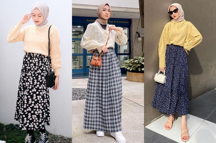 Inspirasi Outfit Hijab Pakai Rok Motif Ala Selebgram, Contek Yuk! - Stylo