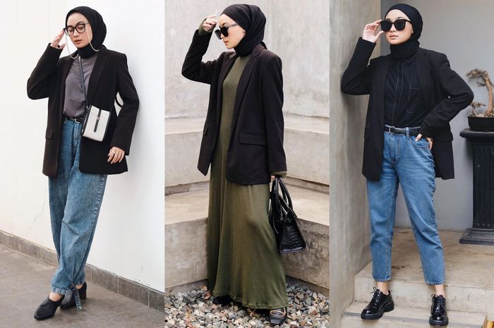 Inspirasi Styling Outfit Hijab Pakai Blazer Hitam dari Selebgram Alifia ... Inspirasi Styling Outfit Hijab Pakai Blazer Hitam dari Selebgram Alifia ...