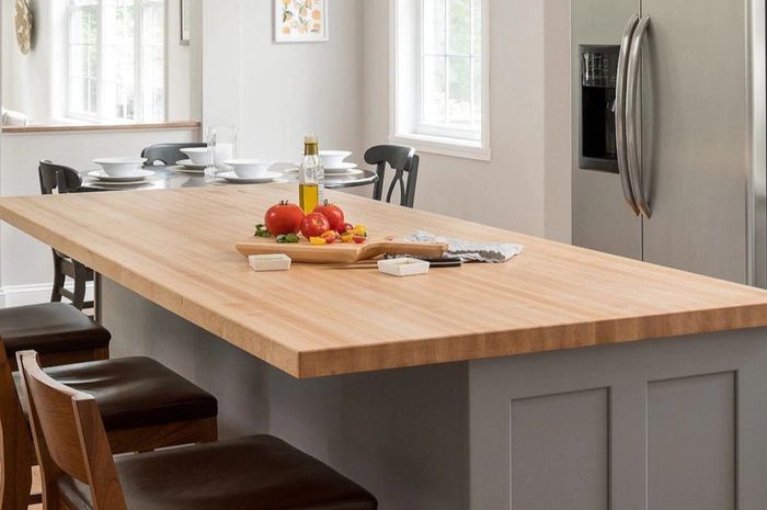 Countertop Kitchen Island Berbahan Kayu Tak Kalah Cantik dengan Yang ...