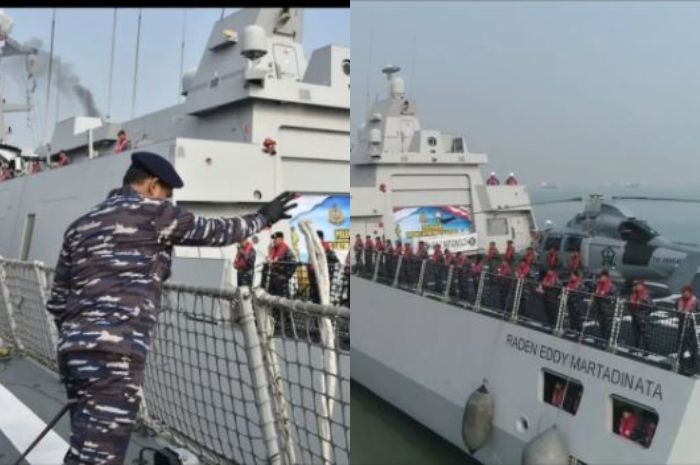 Geladak KRI Frans Kaisiepo Jadi Pijakan, Pangkoarmada II Lepas KRI R.E ...