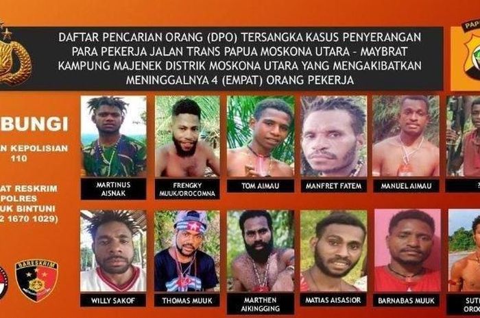 Diburu Polisi, Satu dari 12 DPO yang Diduga Anggota KKB Papua Penyerang ...