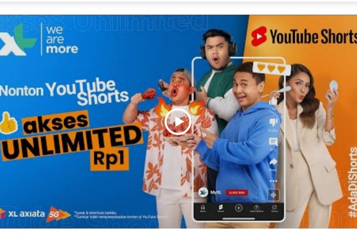 Unlimited YouTube Shorts Hanya Rp 1 untuk Sejam, Kolaborasi XL Axiata dan YouTube - Nextren.grid.id
